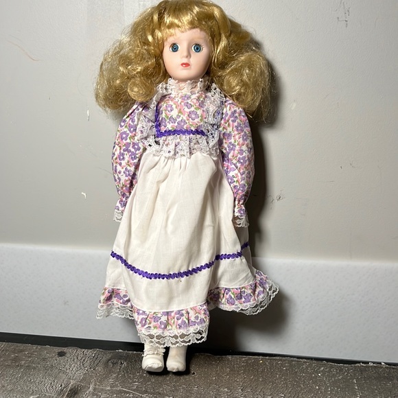 Accents | Vintage Porcelain Doll Blue Glass Eyes Stuffed Body | Poshmark
